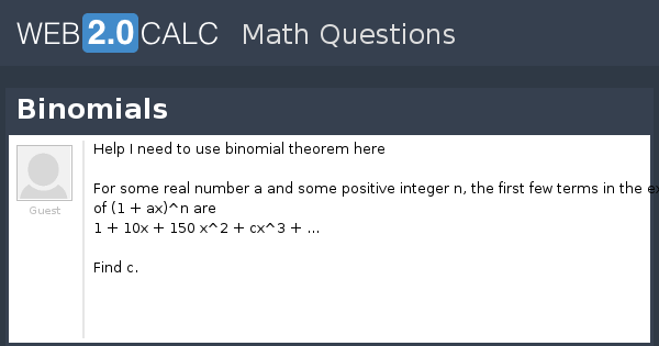 View question - Binomials