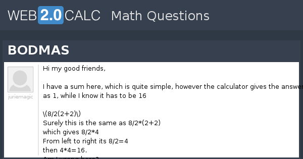 View question - BODMAS