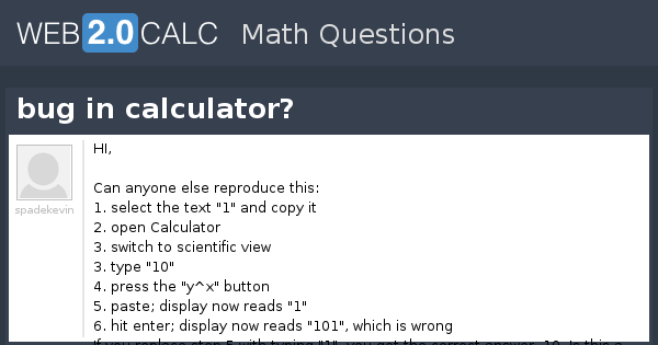 View Question Bug In Calculator