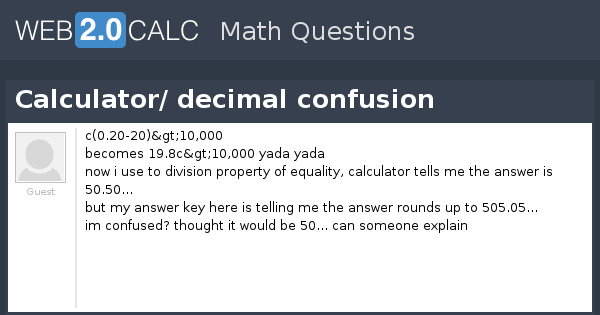 View question - Calculator/ decimal confusion