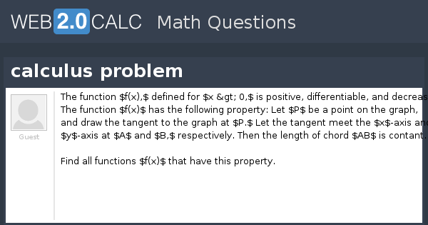 View question - calculus problem