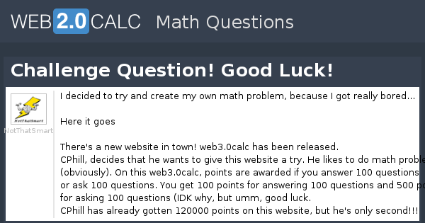 View question - Challenge Question! Good Luck!