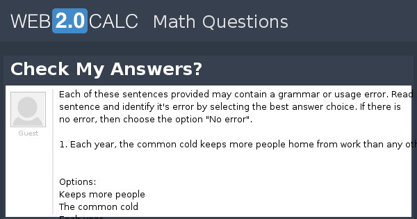 View question - Check My Answers?