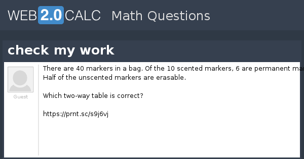 View question - check my work