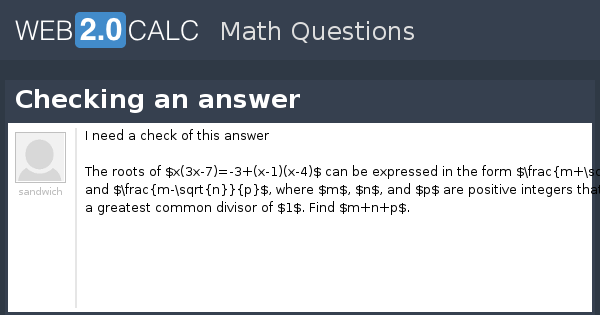 View question - Checking an answer