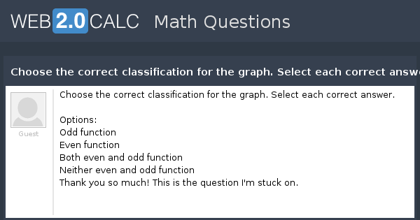 View question - Choose the correct classification for the graph. Select ...