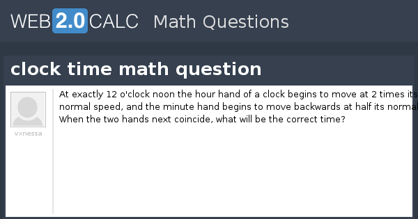 View question - clock time math question