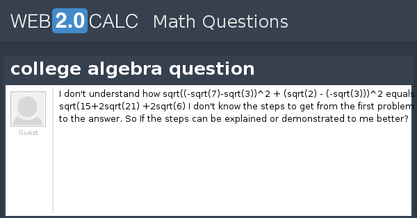 View question - college algebra question
