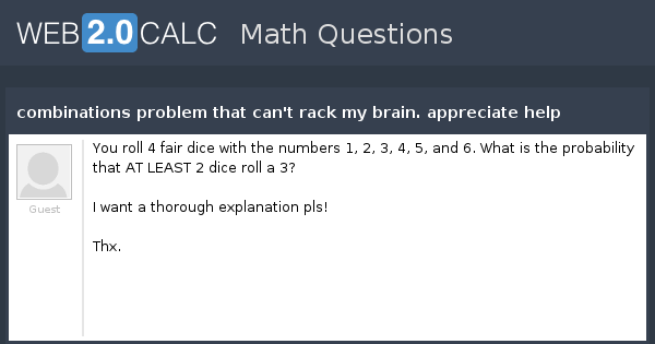 View question - combinations problem that can't rack my brain ...