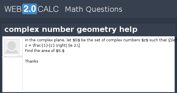 View question - complex number geometry help