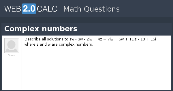 View question - Complex numbers