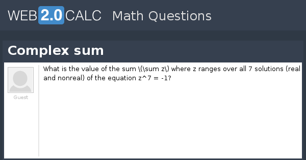 View Question Complex Sum 4980