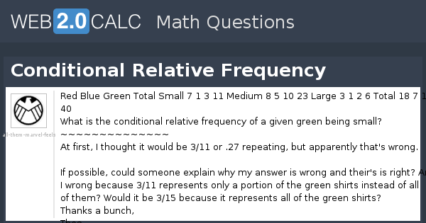 View question - Conditional Relative Frequency