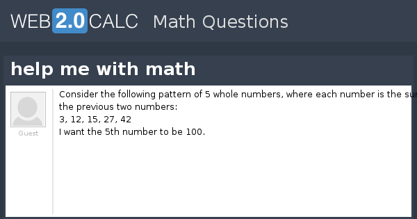 View question - help me with math