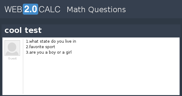 View question - cool test
