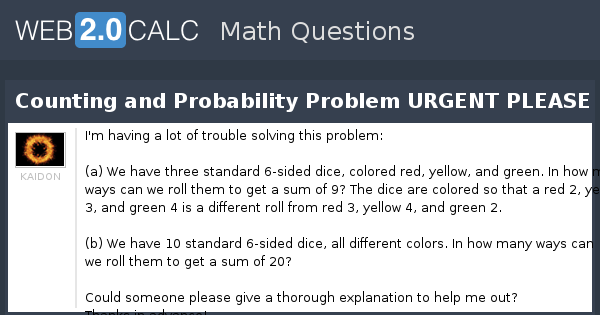 View question - Counting and Probability Problem URGENT PLEASE HELP!!!