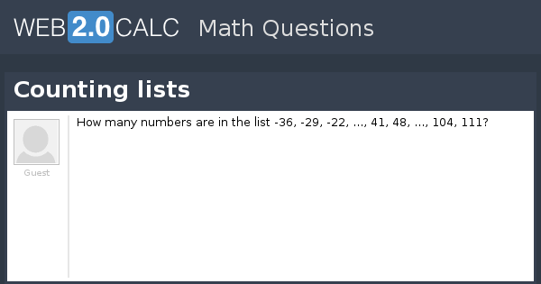 View question - Counting lists