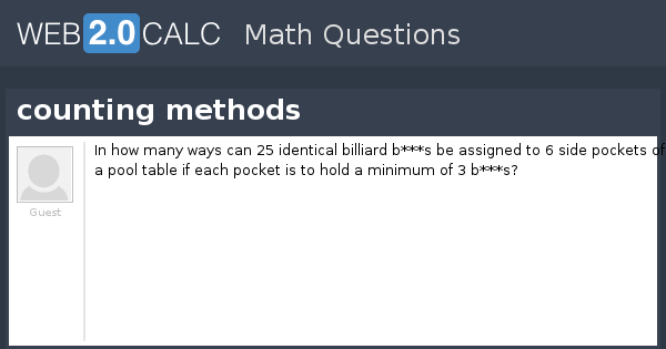 View question - counting methods