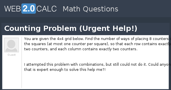 View question - Counting Problem (Urgent Help!)