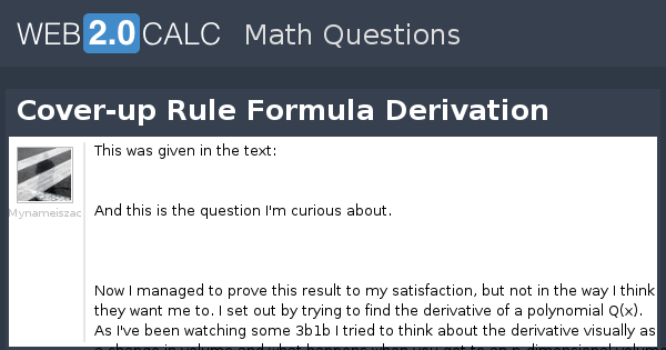 View question - Cover-up Rule Formula Derivation