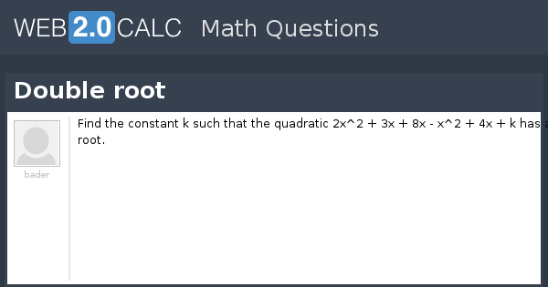 View question - Double root