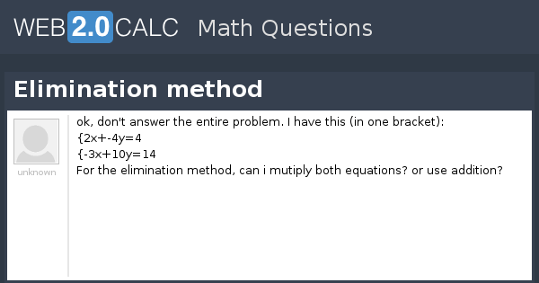 View question - Elimination method