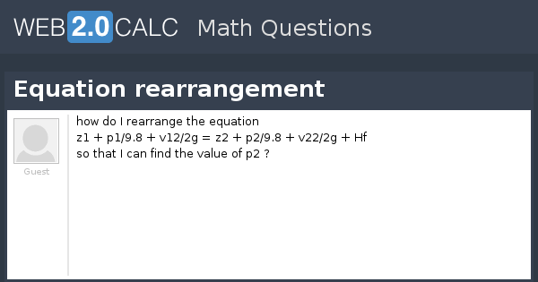 View question - Equation rearrangement