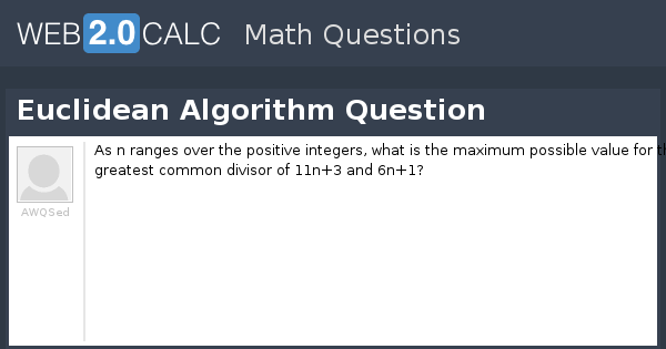 View question - Euclidean Algorithm Question