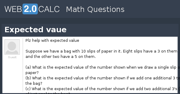 View question - Expected vaue