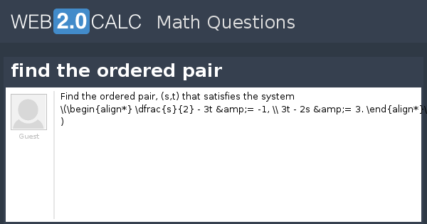 View question - find the ordered pair