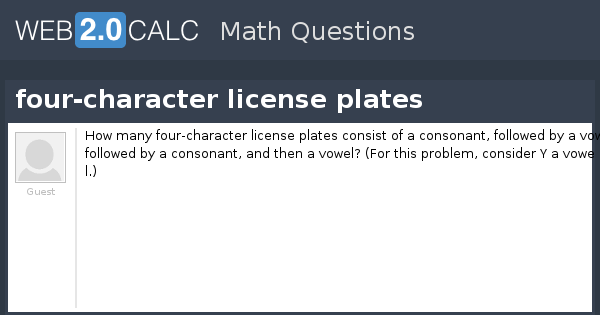 View question - four-character license plates