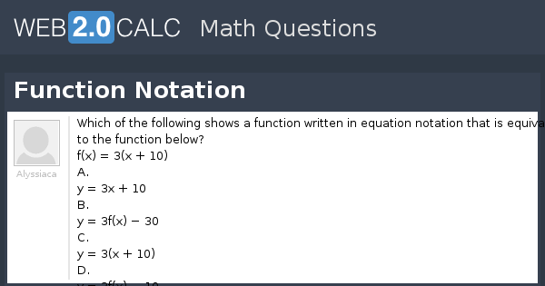View Question Function Notation