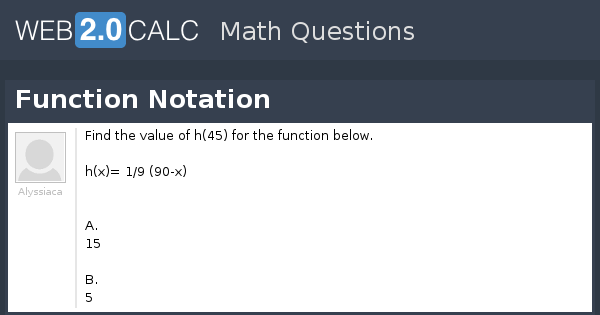 View Question Function Notation