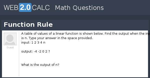 View question - Function Rule