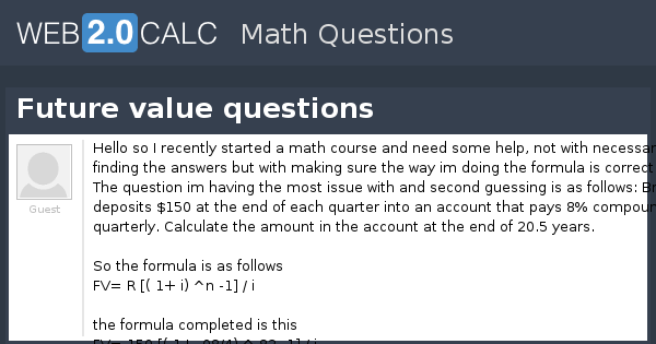 View question - Future value questions