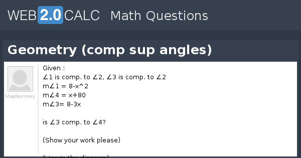View question - Geometry (comp sup angles)