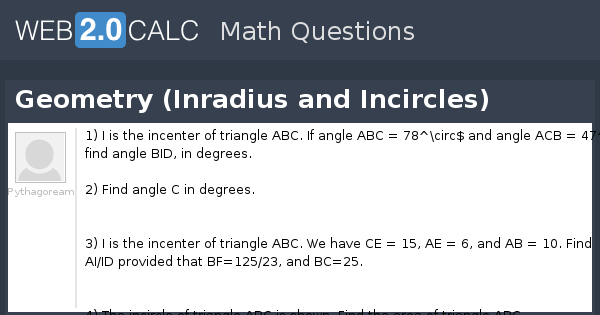 View question - Geometry (Inradius and Incircles)