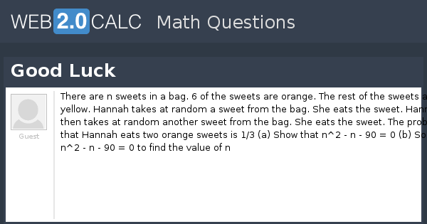 View question - Good Luck