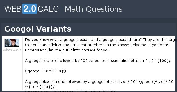 View question - Googol Variants