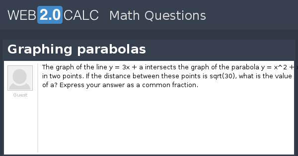 View question - Graphing parabolas