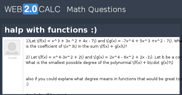 View question - halp with functions :)