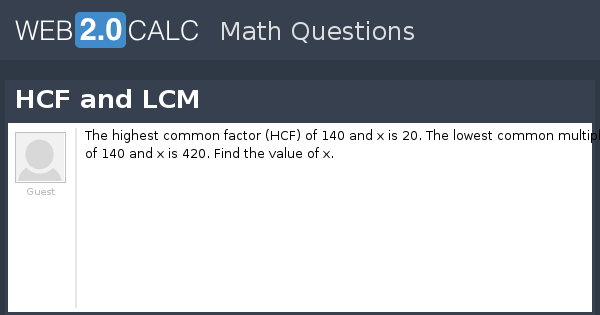 View question - HCF and LCM