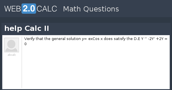 View question - help Calc II