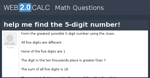 View question - help me find the 5-digit number!
