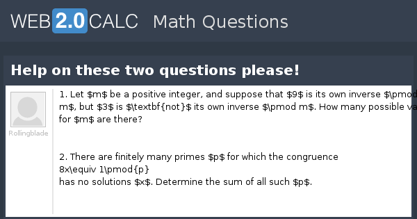 View question - Help on these two questions please!