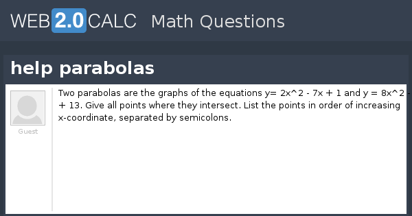 View question - help parabolas