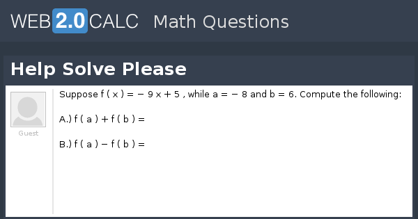 View question - Help Solve Please