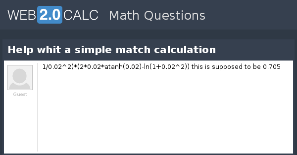 View question - Help whit a simple match calculation