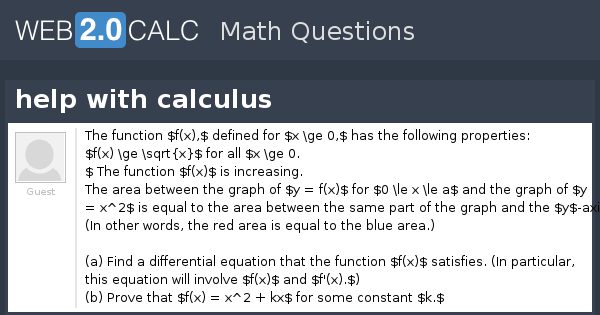 View question - help with calculus