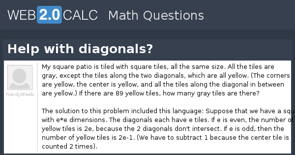 View question - Help with diagonals?
